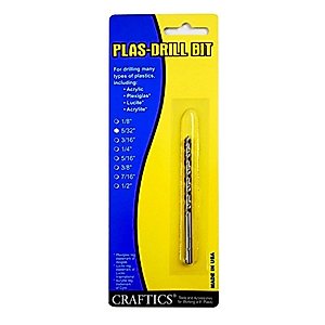 5/32" Drill Bit for Plastic (Acrylics, Plexiglas, Lexan, ABS, PVC, and More) for Hand Held Drills