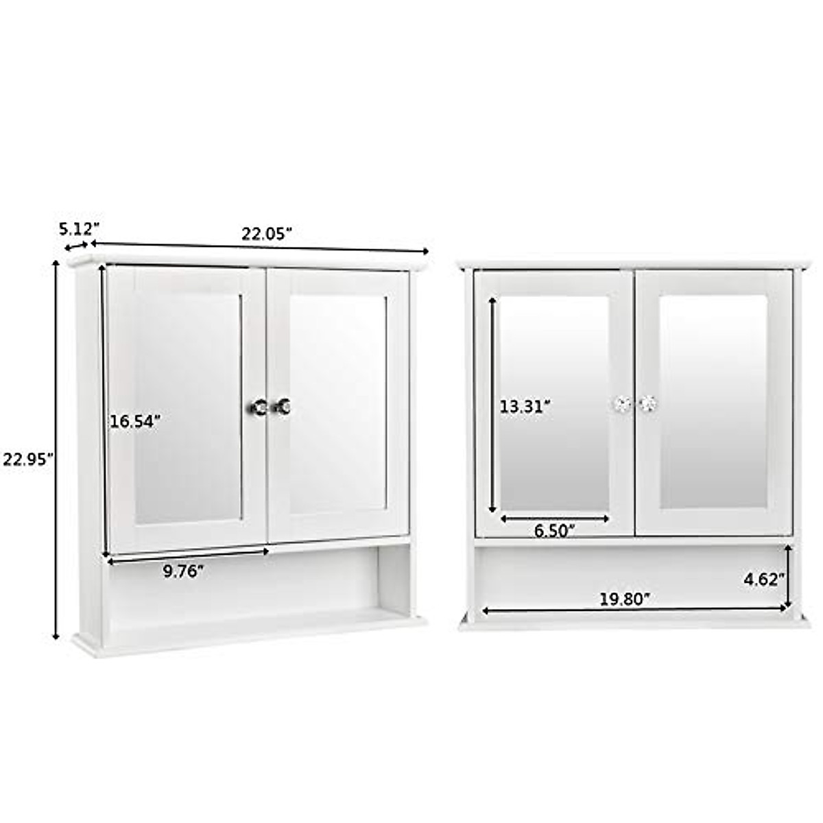 Simple and Stylish Bathroom Wall Mounted Cabinet, Mirrored Storage Medicine Cabinet, Multipurpose Cabinet for Bathroom, Vestibule, Bedroom (Double)
