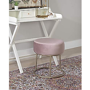 Linon Pink and Gold Vanity and Accent Dalilah Stool