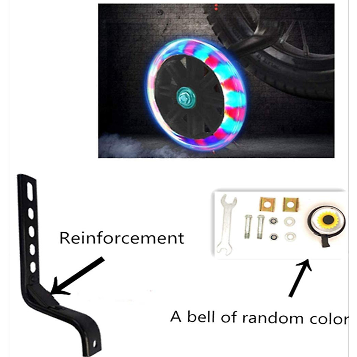 YJIA a Pair of Children's Bicycle Riding Flash Silent Training Wheels, Suitable for 12-20 inch Single Speed Bicycles (Purple)