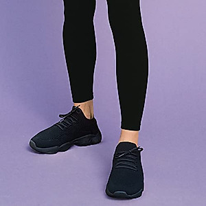 Feethit Womens Walking Shoes Lightweight Athletic Memory Foam Slip On Workout Shoes Soft Tennis Casual Sneakers All Black 6.5