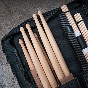 Meinl Percussion Drum Stick Bag with Extra Outside Pocket and Floor Tom Hooks – for Mallets, Brushes and Accessories, Black, Standard (MSB-1)