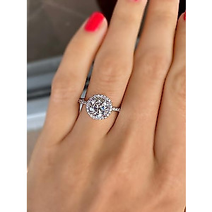 JustGift 925 Sterling Silver Cubic Zirconia Engagement Ring Promise Ring For Birthday Thanksgiving Anniversary Christmas Gift Sparkling ideal gift Women Size 3-12 (Halo Ring 2 ct, Size 6)