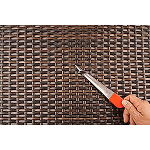 Repair Kit（Wicker + Weaving Tool）for Coffee Wicker Table and Chair, Gradient Brown Rattan for Outdoor Patio Furniture, All-Weather Wicker for Conversation Set Repair-70m (220 ft)
