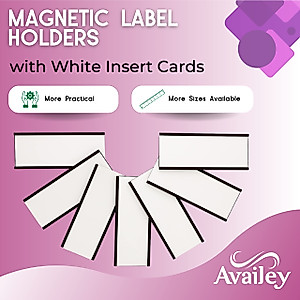 Availey 40 Pack Magnetic 'C' Channel Label Holders for Metal Racks and Shelves with Protective Films and Replacement Strips 4" x 1.6"
