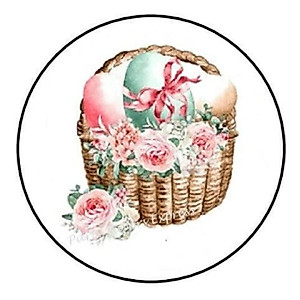 30 Pcs 1.5" Inch Watercolor Easter Basket Stickers - Easter Stickers - Easter Egg Stickers Envelope Seals Labels - D #AA61RK