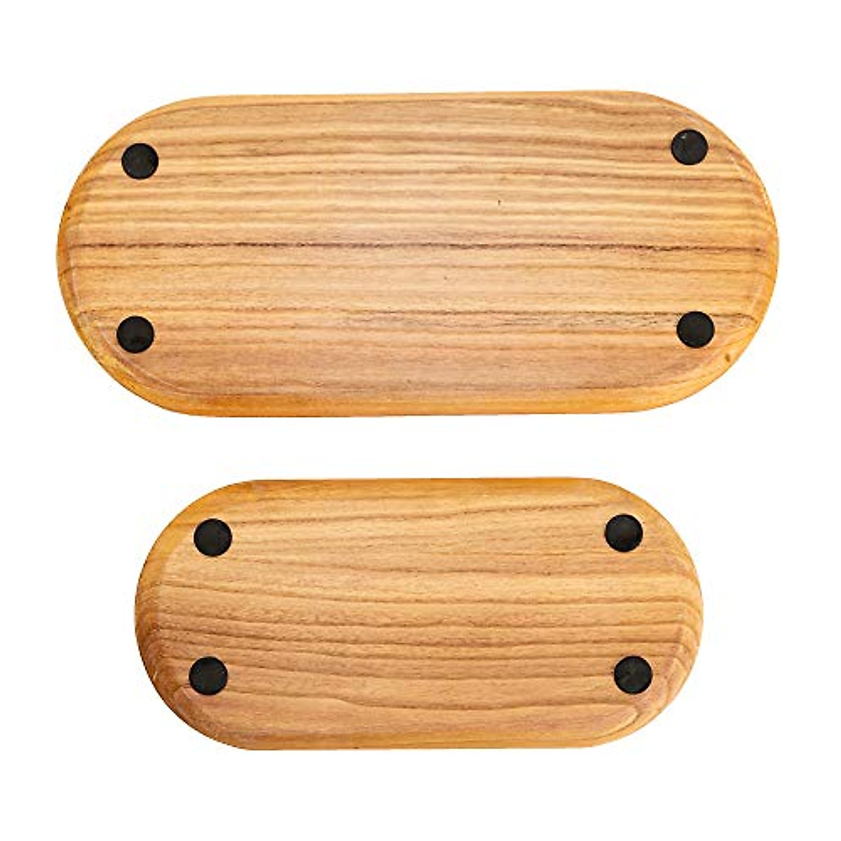HAWOO Wood BambooTrays,Serving Tray for Eating,Rustic Ottoman Wooden Platter Oval Tray for Food,(Set of 2) Large: 16 x7.25'', Small: 12.5 x6'' …