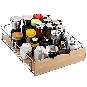 Coloch Pull Out Cabinet Organizer with Removable Hardboard, Heavy Duty Under Sink Slide Out Tray Shelf Storage Sliding Drawer Organizer for Pots, Jars, Kitchen, Pantry, Bathroom, 16.5x12.5x3.2 Inches