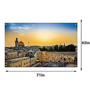 Jerusalem Western Wall Backdrop for Jewish New Year Rosh Hashanah Shana Tova Sukkot Sukkah Yom Kippur Purim Passover Hanukkah Decorations and Supplies