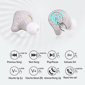 Wireless Earbuds Bluetooth Headphones Built-in Microphone with Support Wireless Charging Case, Wheat Straw in-Ear TWS Earphones with Stereo and Bass, for iPhone, Android，PC (TO6)