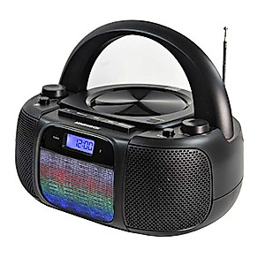 Magnavox MD6972 Portable Top Loading CD Boombox with Digital AM/FM Stereo Radio, Color Changing Lights, and Bluetooth Wireless Technology | CD-R/CD-RW Compatible | LCD Display |
