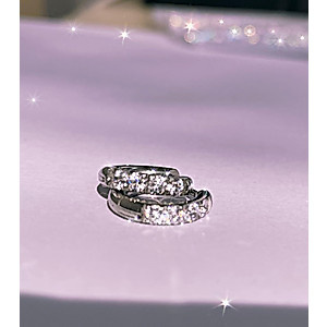 Silver Earrings Cubic Zirconia Small Hoops Stainless Steel Huggie Earrings 8mm Piercing Earrings Stainless Steel Small Hoops for Women