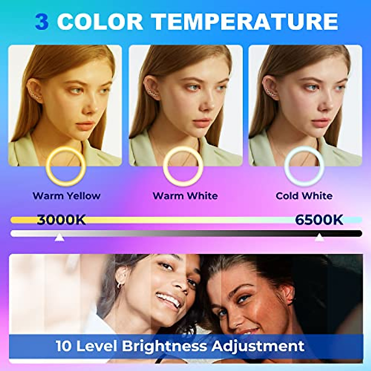 Aureday 12" Selfie Ring Light with Stand and Phone Holder, 15 Color RGB Ring Light with 62" Tripod, Dimmable LED Ringlight for Phone Photography, Live Stream, Creative Videos