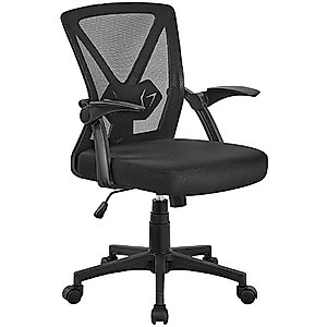 Adjustable Ergonomic Mesh Office Chair with 90° Flip-up Armrests for Home Office, Black