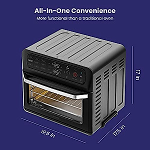 Chefman Air Fryer Toaster Oven Combo with Probe Thermometer, 12-In-1 Stainless Black Convection Oven Countertop, 10 Inch Pizza, 4 Slices of Toast, Cooking, Baking, Toasting, Roaster Oven Airfryer 20QT