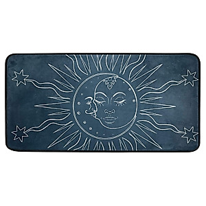 Sun and Moon Kitchen Rug Mandala Celestial Door Mat Bath Rug Home Decor Floor Mat Non-Slip Carpet for Kitchen Living Bedroom 39 x 20 Inch