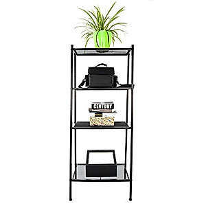 YUJISO 4-Tier Metal Bookshelf - Storage Shelves Ladder Bookshelf Bookcase Shelving Unit for Living Room/Bedroom/Office (Black)