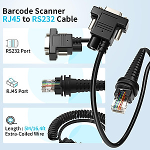 16ft Barcode Scanner Cable RJ45 RS232 to RJ45 Cable for Honeywell 1900 Cable 1200G 1202G 1250G 1280i 1300G 1400G 1450G 1452G 1470G 1900GHD 1900GSR 1902GHD 1902GSR 1950GHD 1980i 1472G Power Cord (2)