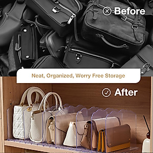 BESHOOME 7 PCS Acrylic Shelft Dividers for Closet Organization,Adjustable Clear Purse Organizer for Closet,Handbag Shelf Dividers, Clear Bookshelf Separator Dividers in Bedroom,Office