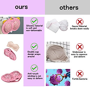 Lingerie Wash Bag, 2Pcs Silicone Bra Washing Bag, Bra Bags for Laundry, Bra Laundry Bags for Washing Machine and Dryer, Delicate Laundry Bag Bra Fits A-E Cup Sizes (Pink+Purple)