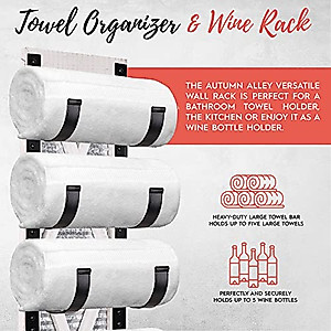 Autumn Alley Farmhouse Towel Holder, Rustic Wine Rack, Rolled Towel Rack, and Wine Holder for Farmhouse Bathroom Accessories Décor, Wall Mounted Towel Rack, Rustic White