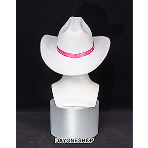 DAYONESHOP White Cowboy Hat Rhinestone Star Pink Cowgirl Hat Costume Accessories Party Favors Disco Women Men 2023