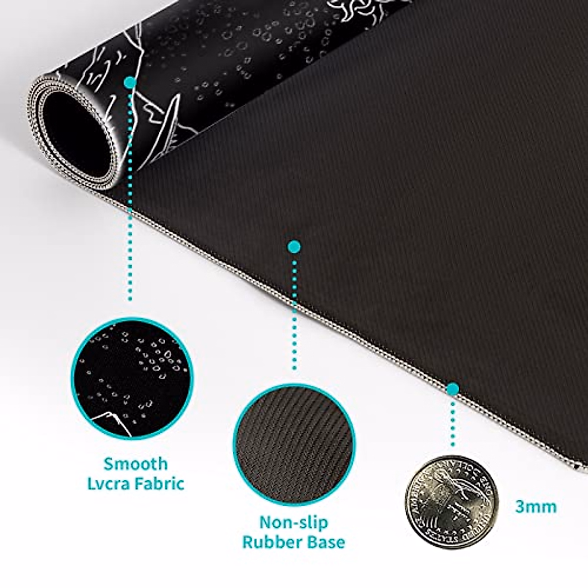 Japanese Sea Wave Gaming Mouse Pad 31.5x11.8 Inch Anime Black Mouse Pad Big Kanagawa Large Mousepad Extended Non-Slip Rubber Base Waterproof Big Keyboard Mat with Stitched Edges for Gaming and Office
