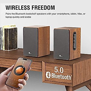 1 BY ONE Bluetooth Bookshelf Speakers, Powered Speakers with 2-Way Active Crossover, 60 Watts RMS, 100 Watts Peak Power, Active Bookshelf Speakers with Bluetooth/RCA x 2/Coaxial/Optical