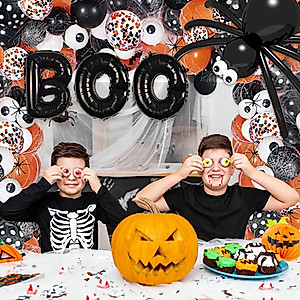 AIBIIN 116pcs Halloween Balloon Garland Arch Kit Halloween Party Balloons Halloween Balloons Decorations Orange Black Foil Fringe Curtain Halloween Boo Birthday Baby Shower Backdrop Balloon Kit