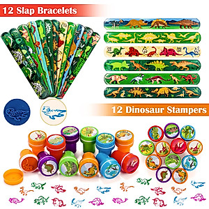 Golray Dinosaur Party Favors Birthday Supplies Gift Box Dino Egg Model Puzzle Mask Stamper Slap Bracelet Keychain Tattoo Sticker Goody Bag Stuffer Pinata Filler 102Pcs Boy Kids Dinosaur Party Supplies