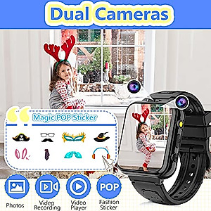 Smart Watch for Kids Boys Girls Toys for 3-12 Year Old, Premium Touch Screen Smartwatch with Camera Educational Games Music Player, Birthday Gifts (Black)