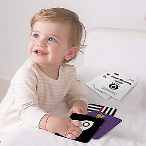 beiens High Contrast Baby Flashcard, 80 Pcs 160 Page Black White Colorful Visual Stimulation Learning Activity Card for Babies Ages 0-3-6-12-36 Months, 5.5'' x 5.5'' Newborn Infants Toys Gift