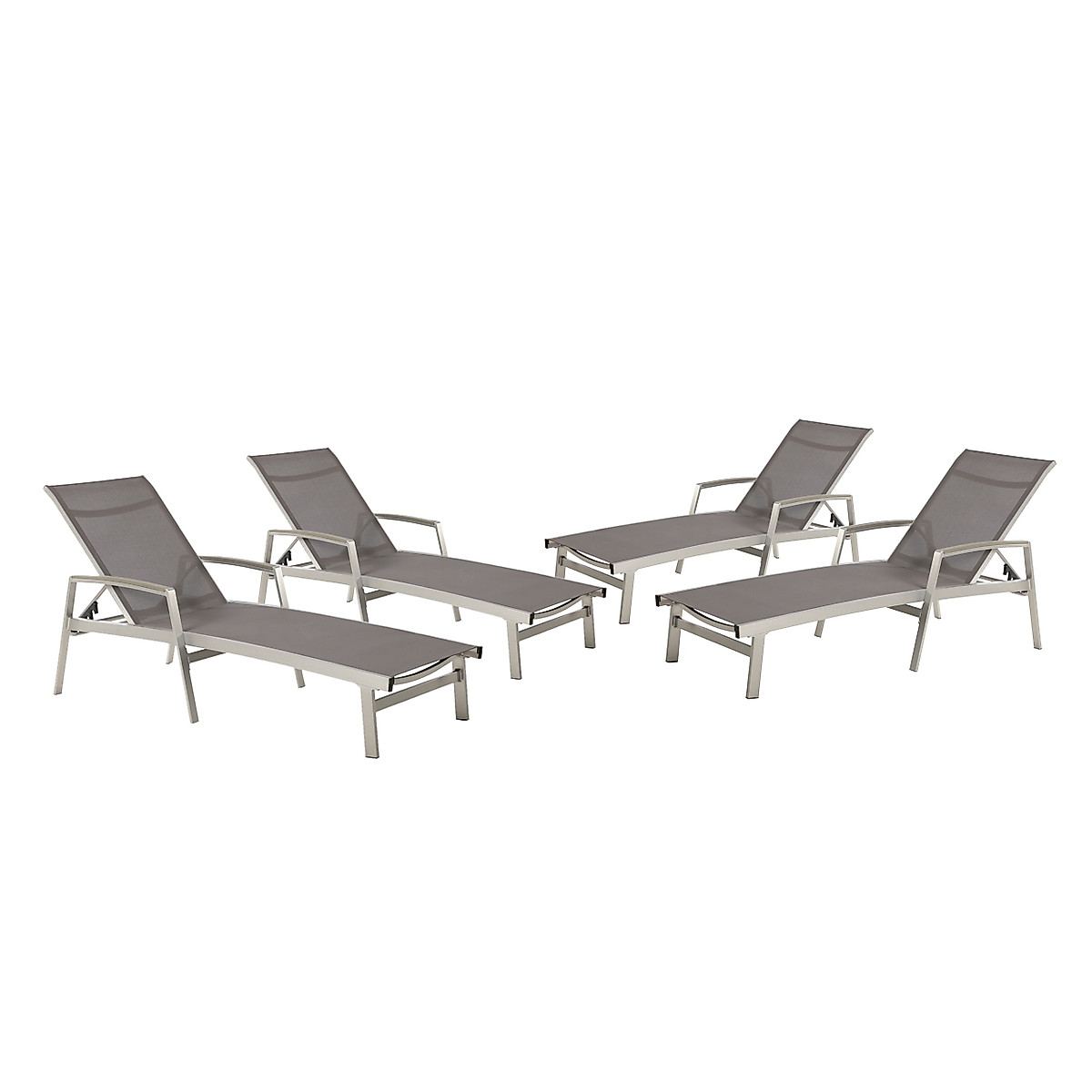 Christopher Knight Home Joy Outdoor Mesh and Aluminum Chaise Lounge (Set of 4), Gray
