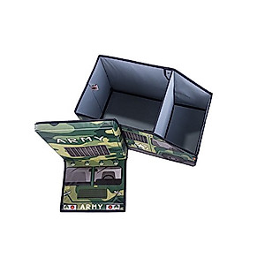 Clever Creations Kids Collapsible Storage Organizer and Ottoman, Perfect Vehicle Themed Toy Chest for Storing Books, Shoes, Games and More, Camo Truck