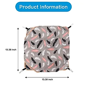 Petmolico Small Pet Hanging BunkBed Warm Hammock Bed Cage Accessories Bedding Hideout Playing Sleeping for Parrot Sugar Glider Ferret Squirrel Hamster Rat, Brown Feather - Medium Size