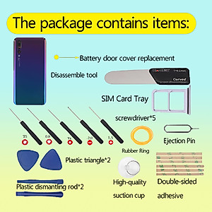 YHX-US Battery Back Cover Replacement for Huawei P20 Pro CLT-L09 CLT-L29 6.1" Rear Cover Housing Door with Repair Tool Kits (Color: Twilight)