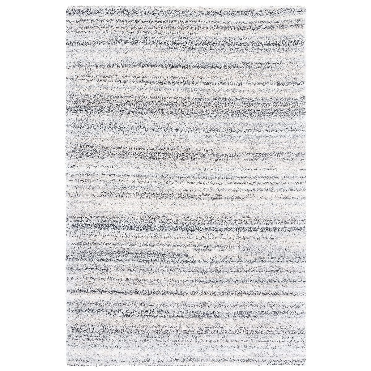 SAFAVIEH Berber Shag Collection Area Rug - 9' x 12', Grey & Ivory, Stripe Design, Non-Shedding & Easy Care, 1.2-inch Thick Ideal for High Traffic Areas in Living Room, Bedroom (BER406F)