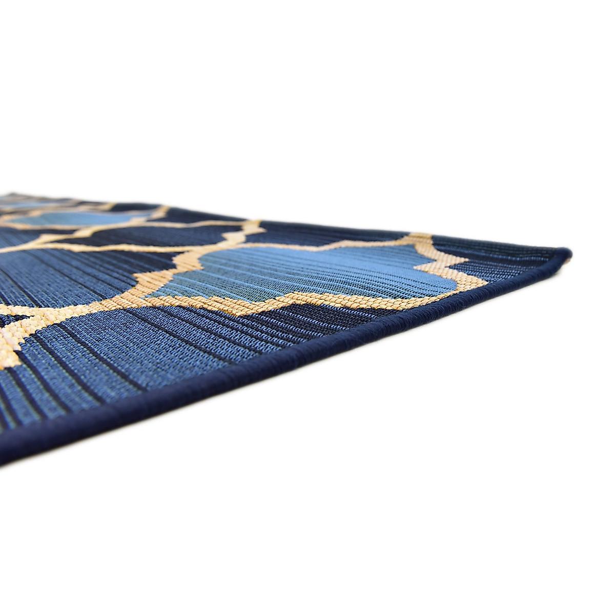 Unique Loom Outdoor Trellis Collection Area Rug - Eden Trellis (8' x 11' 4" Rectangle, Blue/ Beige)