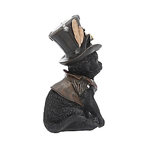 Nemesis Now Cogsmith's Steampunk Cat Adorable Black Cat with Leather Top Hat and Waistcoat, Hand-Painted Resin Figurine, Perfect for Steampunk Collectors, 18.5cm