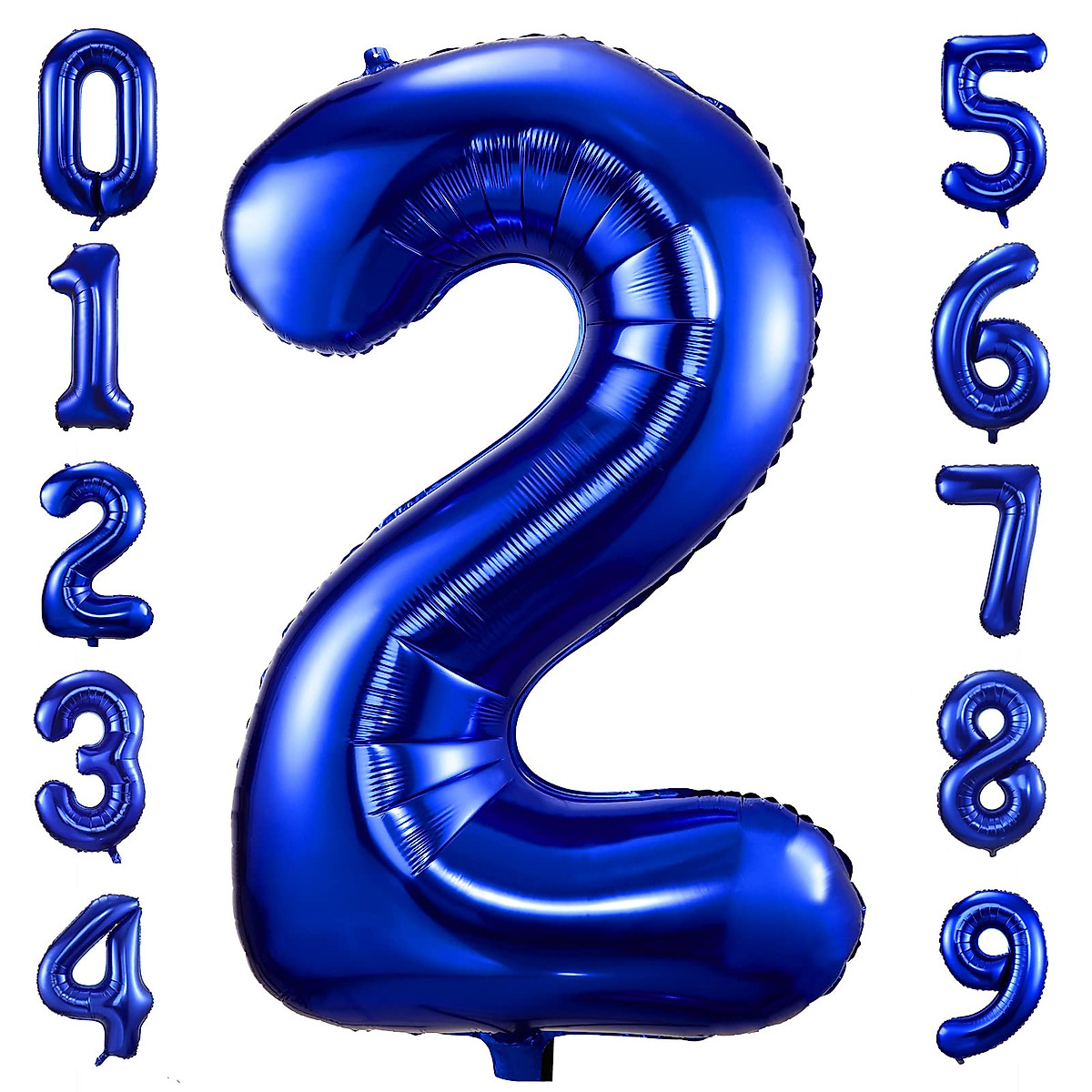Navy Blue Number 2 Balloons,40 Inch Dark Blue 2 Birthday Balloon Large Foil Mylar Number Digital Balloons for Birthday Party Graduation Baby Shower Anniversary Decorations