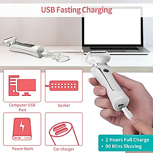 Electric Shaver for Women, LED Display 3 in 1 Blade Electric Razor Painless for Legs Bikini Trimmer Underarm Public Hairs, Rechargeable Womens Hair Remover Wet Dry Use Cordless with Detachable Head