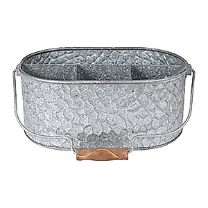 Galvanized bucket,Utensil Caddy,Tin ware décor,Utensils caddy,Picnic utensil holder caddy,Cutlery Caddy,Flatware caddy,Galvanized Utensil caddy,Galvanized Storage bins,Outdoor utensil -Natural