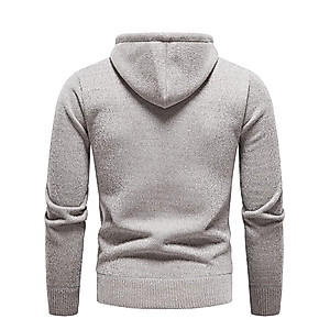 Maiyifu-GJ Men Casual Solid Fleece Hooded Sweatshirt Loose Fit Knitted Pullover Hoodie Athletic Drawstring Hooded Sweatshirts (Light Grey,3X-Large)