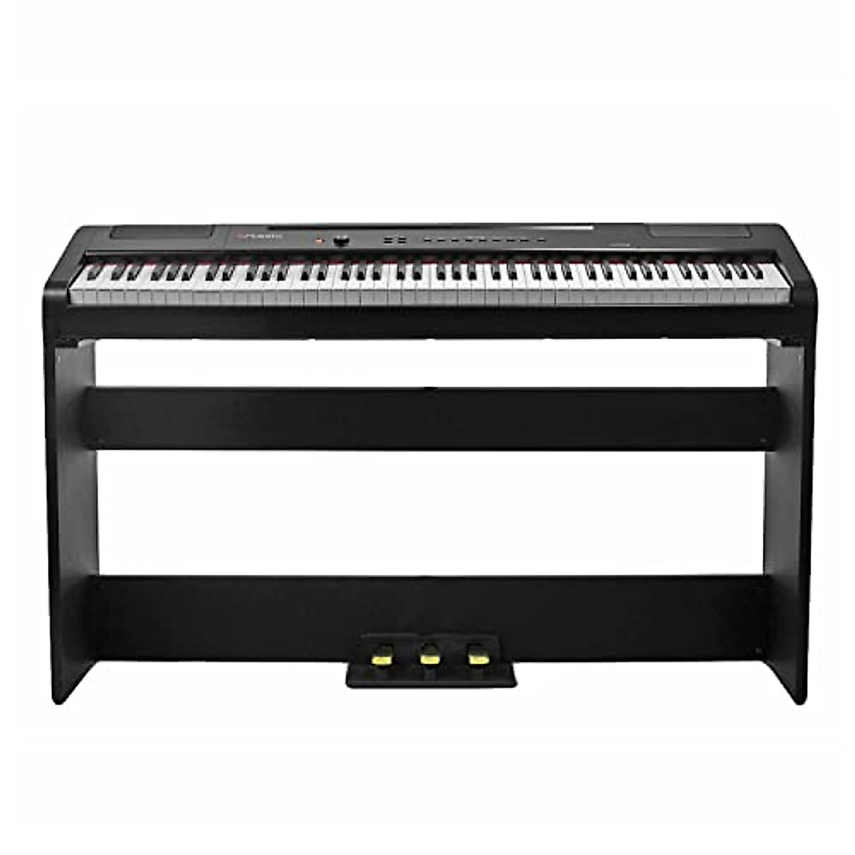 Artesia Harmony 88 Weighted Key Digital Piano - Black with Matching Furniture Stand and Three Pedal Board, includes Two Months of TakeLessons Online Lessons