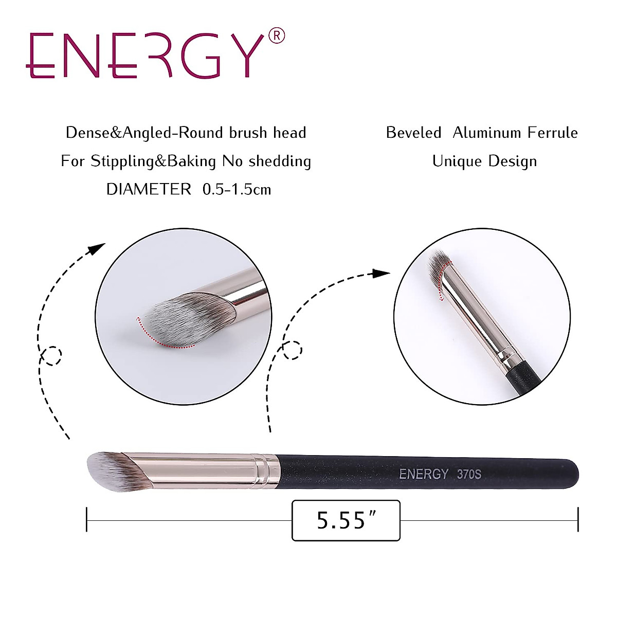 ENERGY Concealer Brush Set Professional Angle Under Eye Concealer Brushes Flat Top Perfect For Eye Concealer Foundation Blending Liquid Cream or Flawless Powder Cosmetics Buffing Stippling