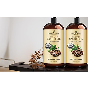 Handcraft Blends Organic Castor Oil - 28 Fl Oz - 100% Pure and Natural - Premium Grade Oil for Hair Growth, Eyelashes and Eyebrows - Carrier Oil - Hair & Body Oil - Expeller-Pressed