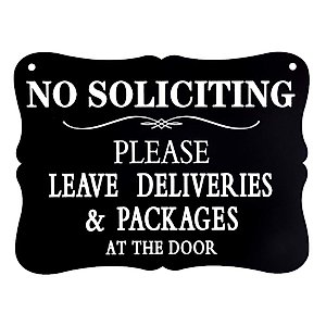 WaaHome Please Leave Deliveries and Packages At The Door Sign, No Soliciting Sign for House Home Door Business, 6''x8''