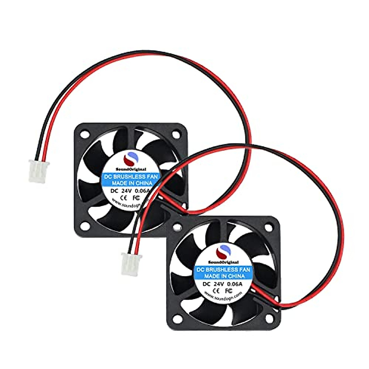 SoundOriginal 2pcs Brushless DC Cooling Fan 24V 0.06A 40mm x 40mm x10mm Speed 6800 RPM Fans for 3D Printer Humidifier Aromatherapy and Other Small Appliances Series Repair Replacement (Black 24V)