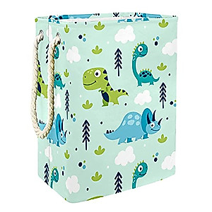 DEYYA Waterproof Laundry Baskets Tall Sturdy Foldable Cute Dinosaurs Print Hamper for Adult Kids Teen Boys Girls in Bedrooms Bathroom