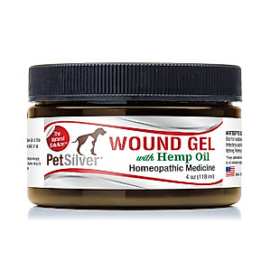 PetSilver Wound Gel with Complex AG21 & Hemp Oil | Chelated Silver 200 ppm | Dog & Cats | Wounds | Hot Spots | Itches | Skin Irritations | Burns | Rashes | Sores | Homeopathic Relief | 4oz